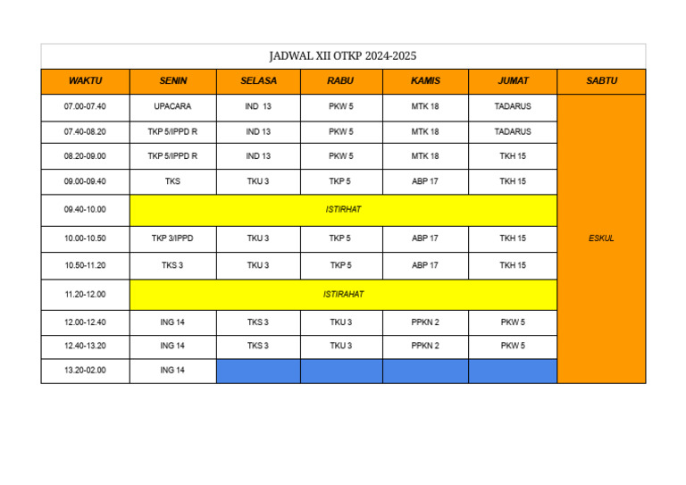 Jadwal Otkp Xii | PDF | Home & Garden