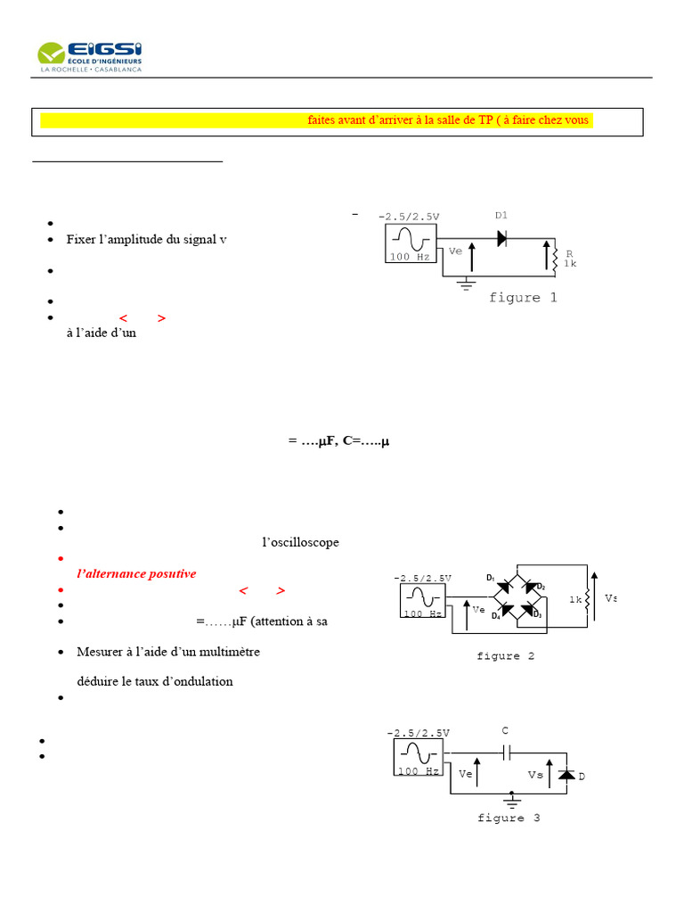 TP 2 Diodes | PDF | Redresseur | Diode