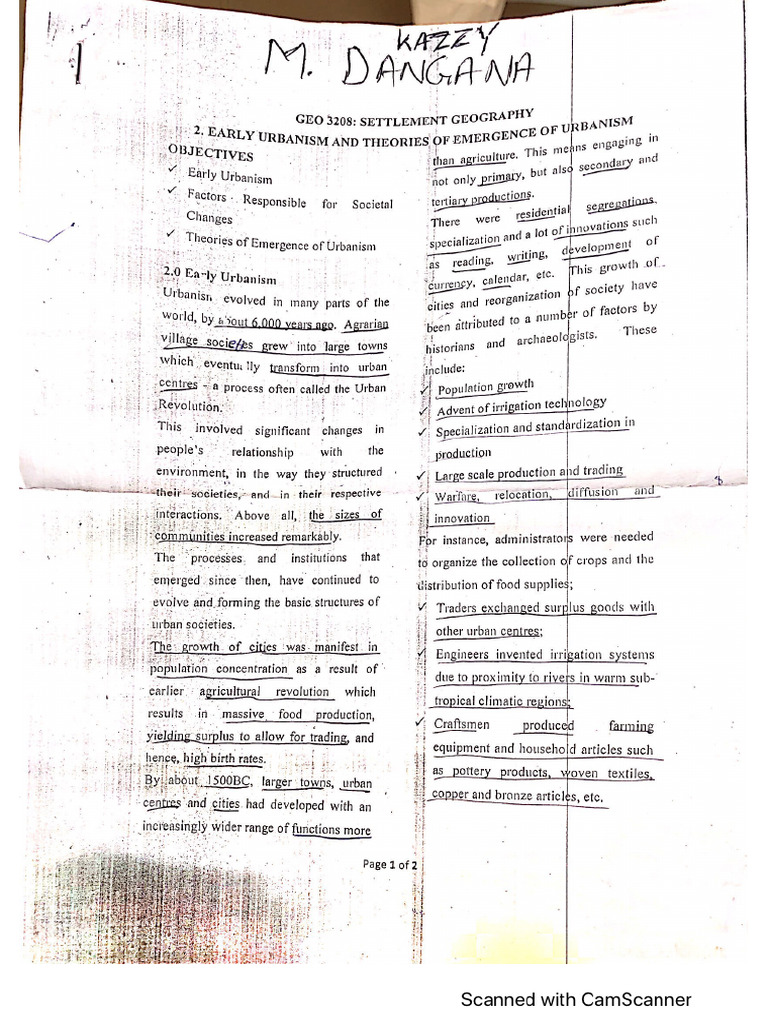 Settlement Geography Pdf