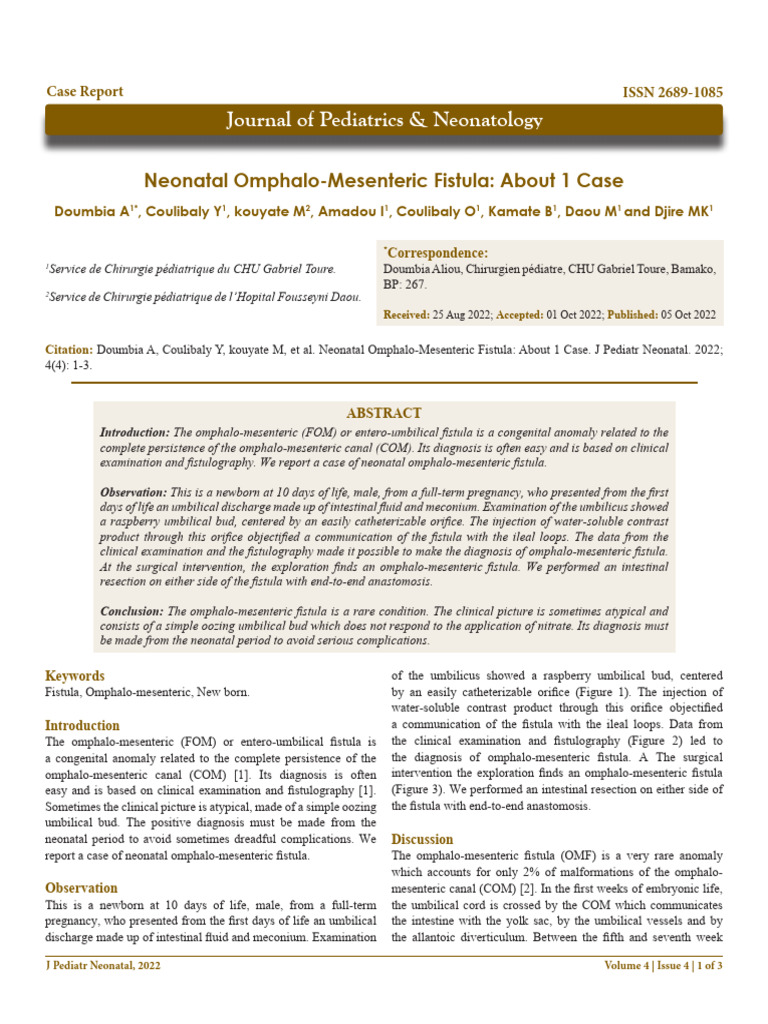 Neonatal Omphalo-Mesenteric Fistula Case | PDF | Gastrointestinal Tract ...