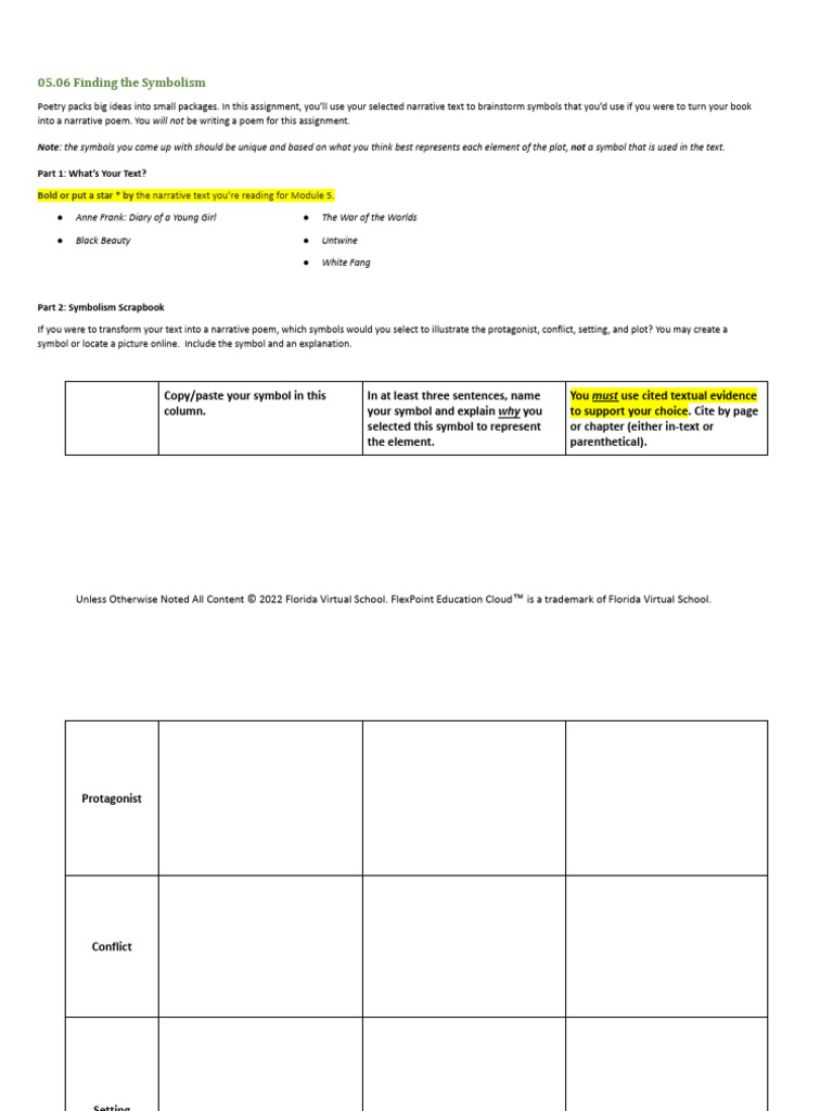 5.06 Alternative Finding The Symbolism Worksheet | PDF