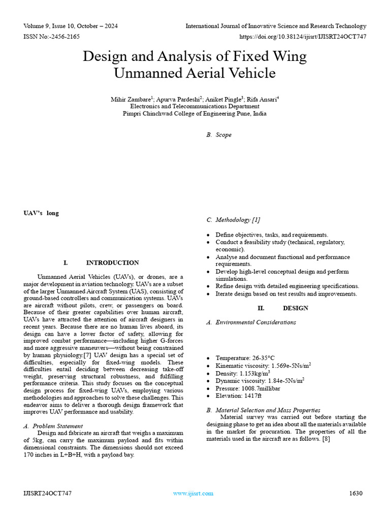 Fixed-Wing UAV Design and Analysis | PDF | Empennage | Unmanned Aerial Vehicle
