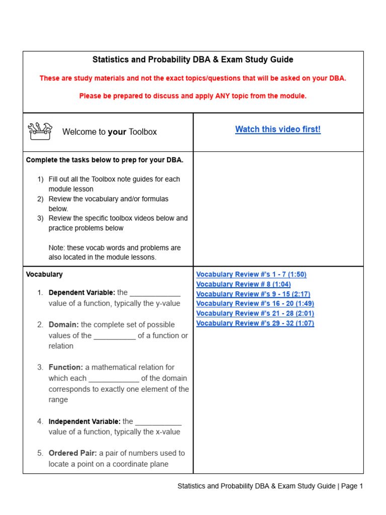 Module 5 - DBA Study Guide | PDF | Function (Mathematics) | Scatter Plot