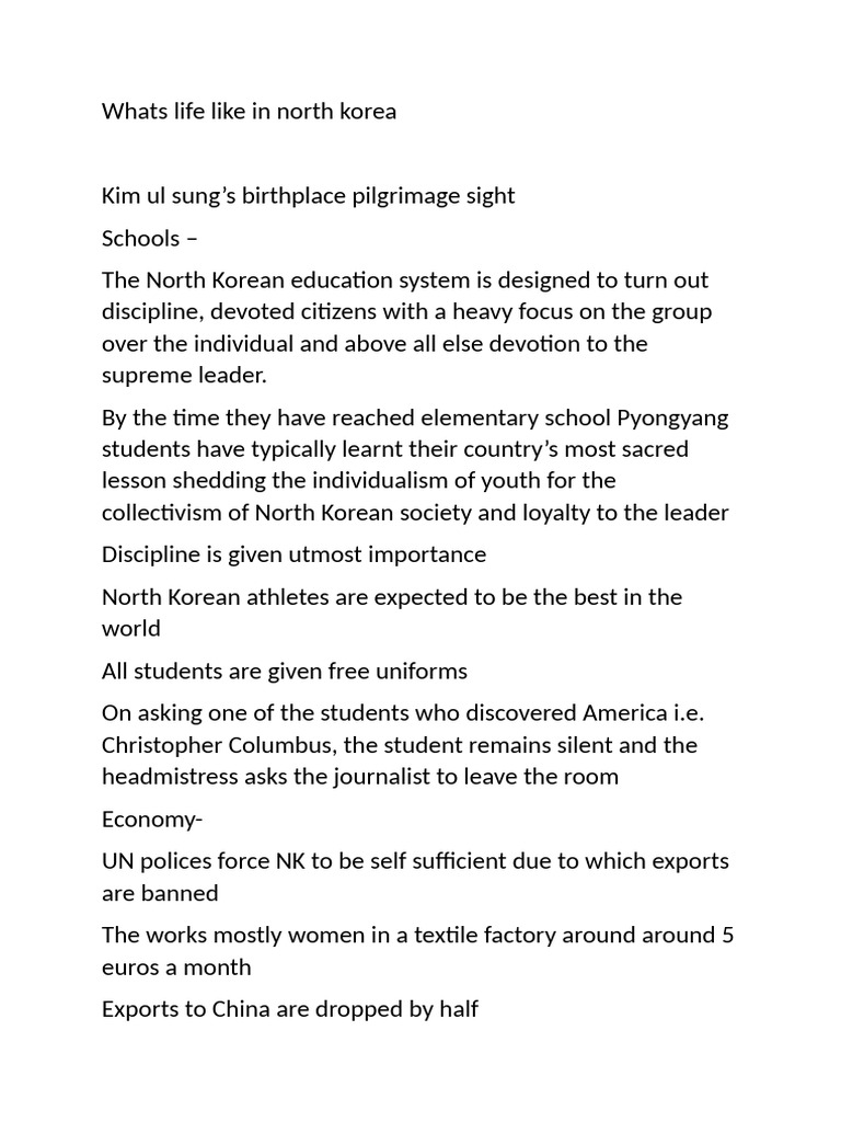 Life in North Korea: Society and Culture | PDF | North Korea | World ...