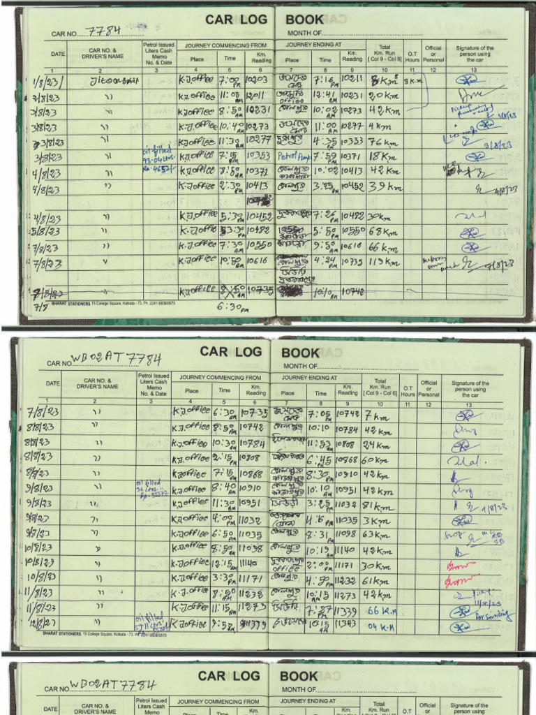 Car Log Book - Jiten | PDF