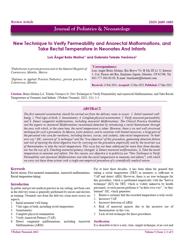 New Technique to Verify Permeability and Anorectal Malformations and ...