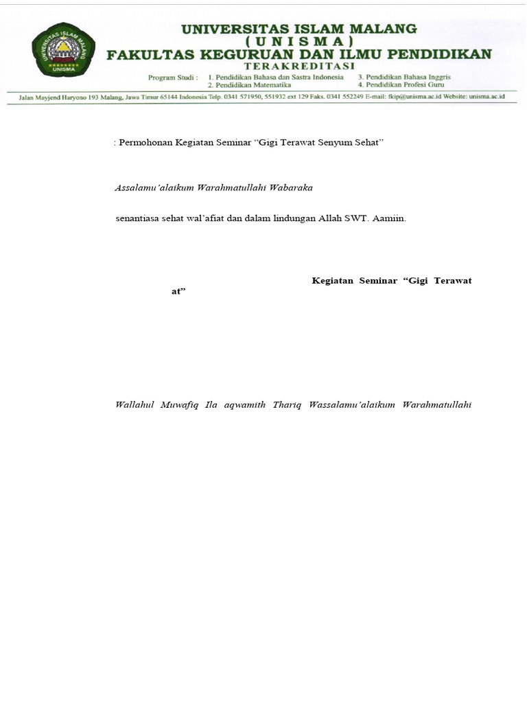 Surat Permohonan Proyek Kepemimpinan II | PDF | Sains & Matematika