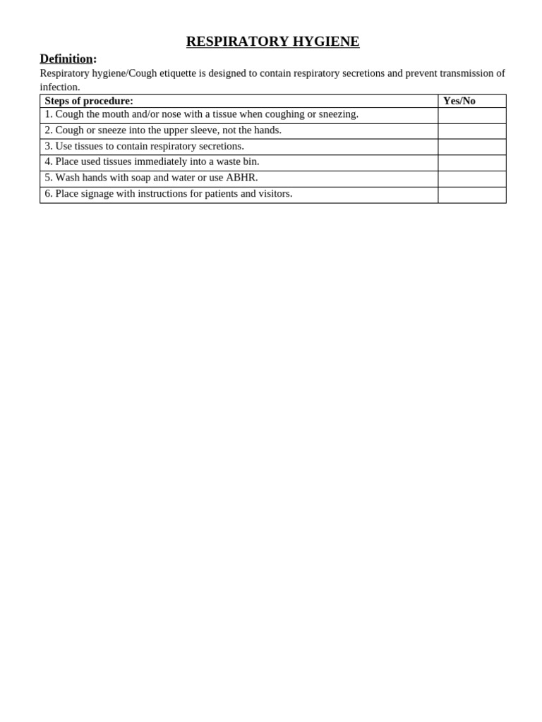 Respiratory Hygiene | PDF | Wellness