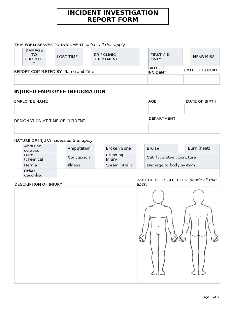 Incident Investigation Report Template | PDF | Personal Protective ...