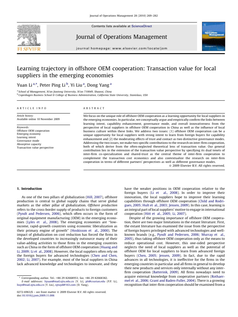 Offshore OEM Cooperation | PDF | Supply Chain | Governance