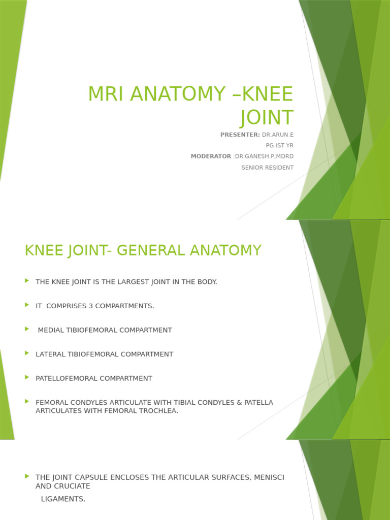 Mri Anatomy - Knee Joint | PDF | Knee | Lower Limb Anatomy