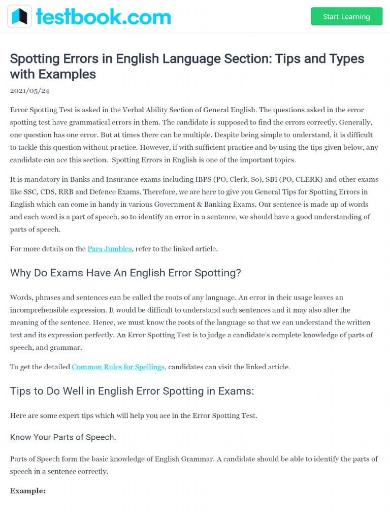 English Grammar Error Spotting | PDF