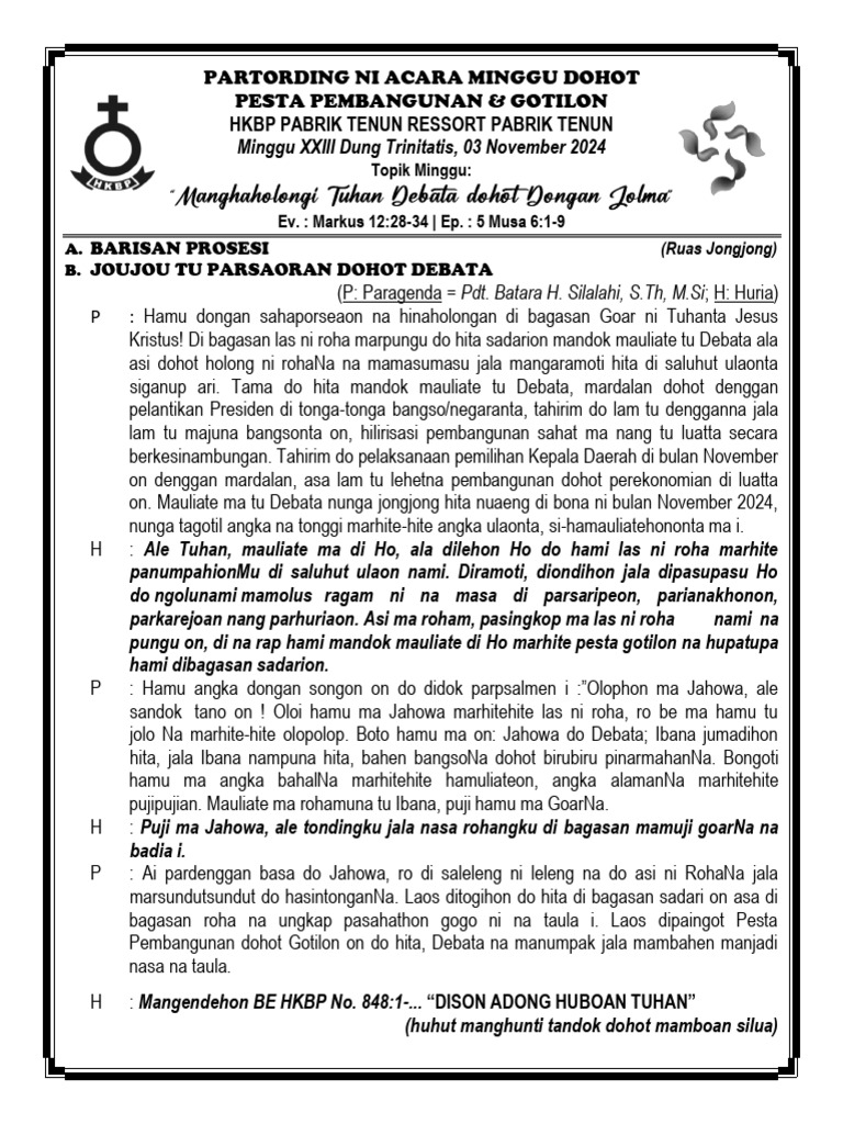 Tertib Acara Pesta Gotilon Dan Pembangunan Hkbp Paten 2024 Pdf