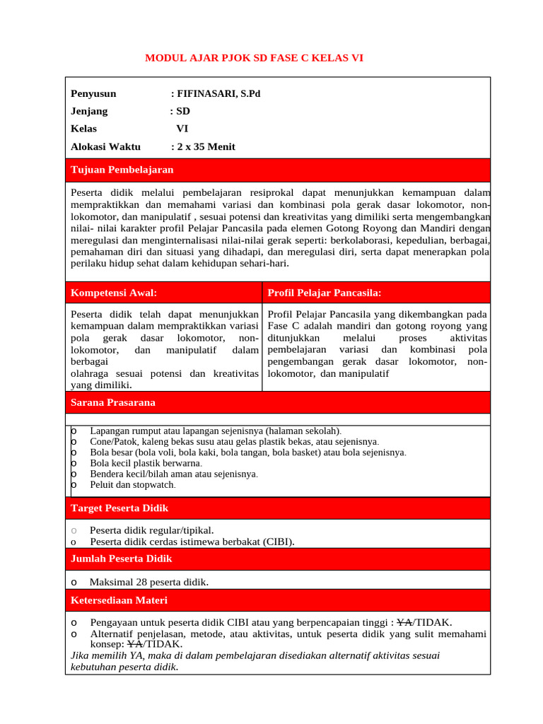 Modul Ajar PKG Fifin | PDF
