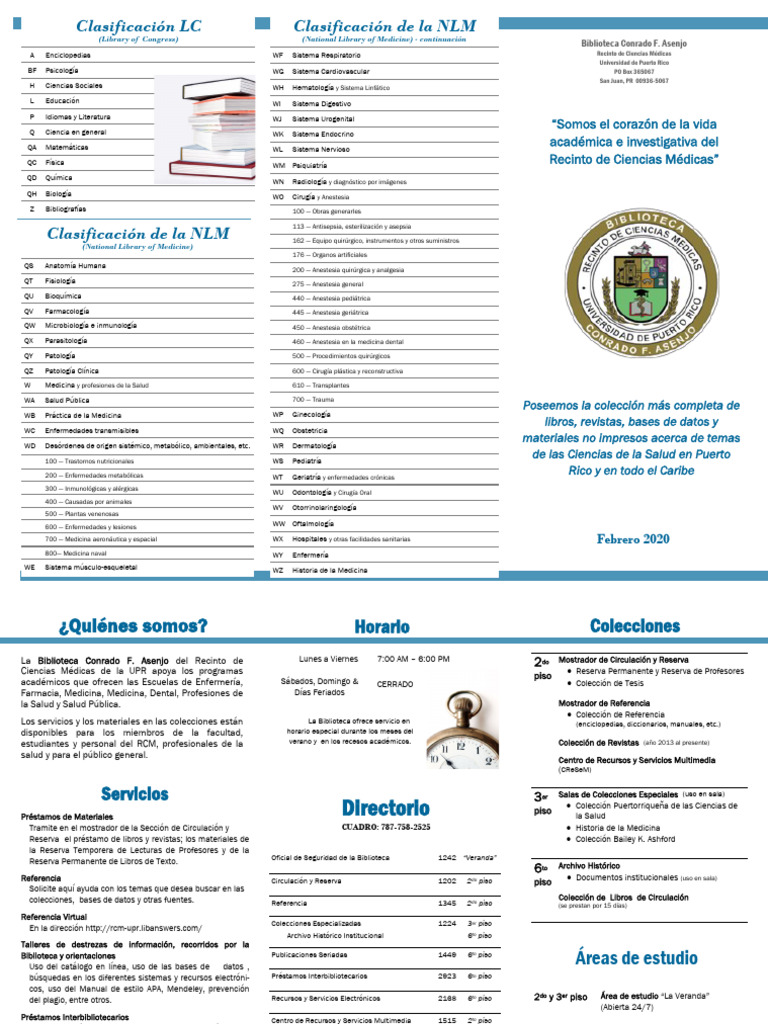 Opúsculo o Brochure Biblioteca CFA Febrero 2020 | PDF | Medicina ...