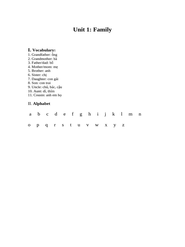 Unit 1 - Family | PDF