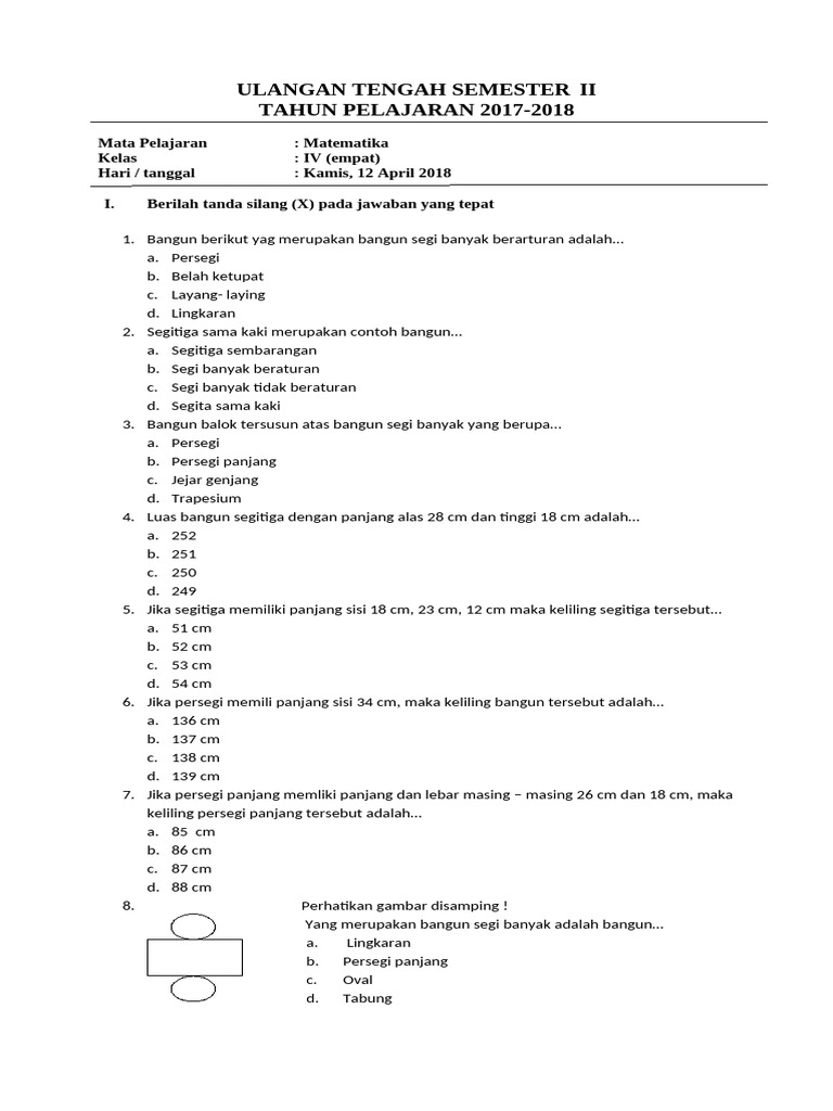 Ulangan Tengah Semster 2 | PDF