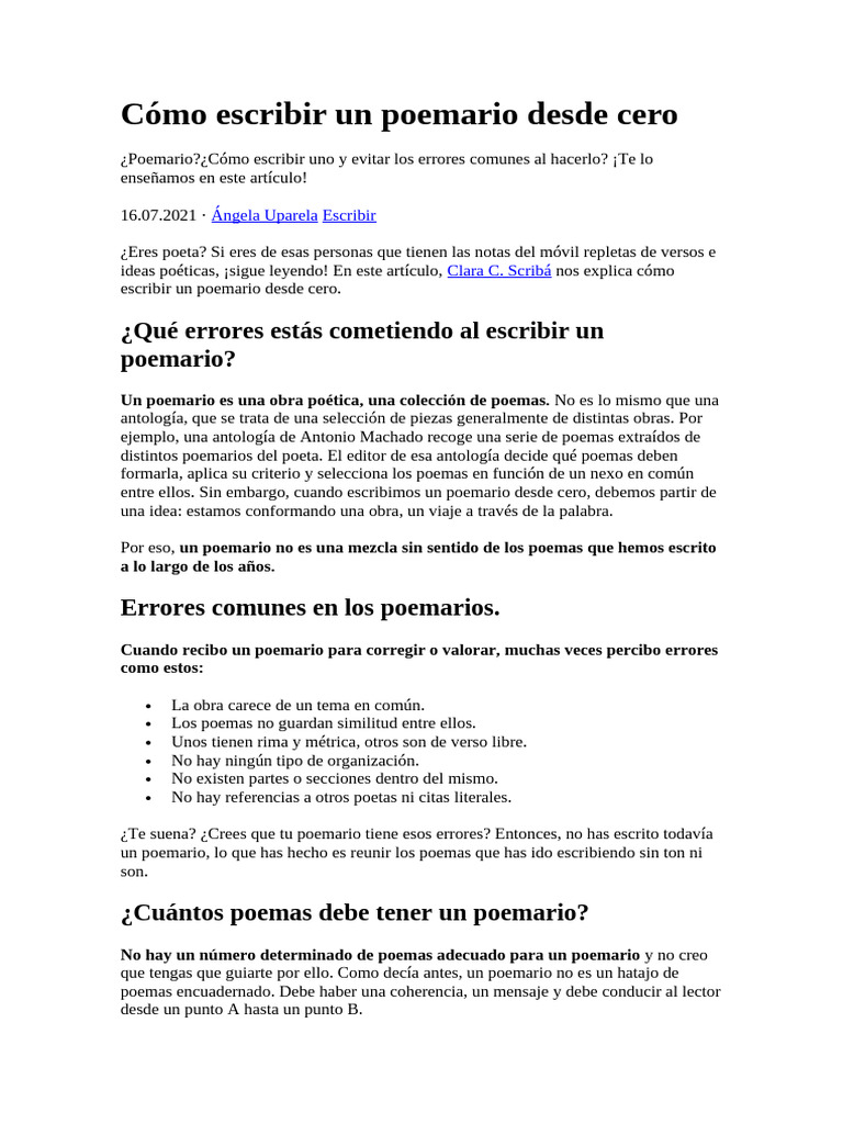 Cómo escribir un poemario desde cero | PDF | Poesía