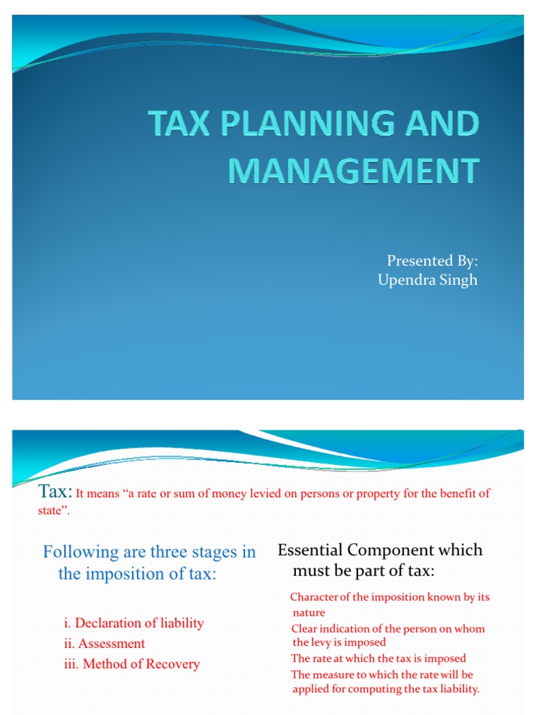 Tax Planning and Management | PDF