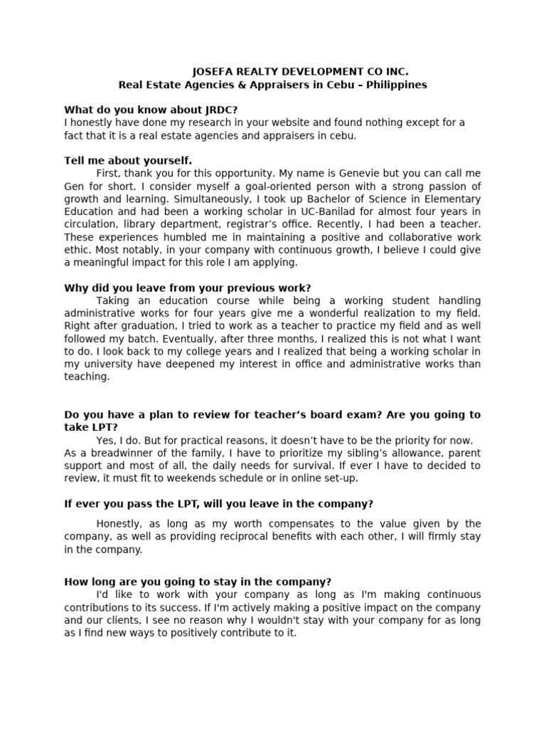 Interview Questions Pdf Cognition