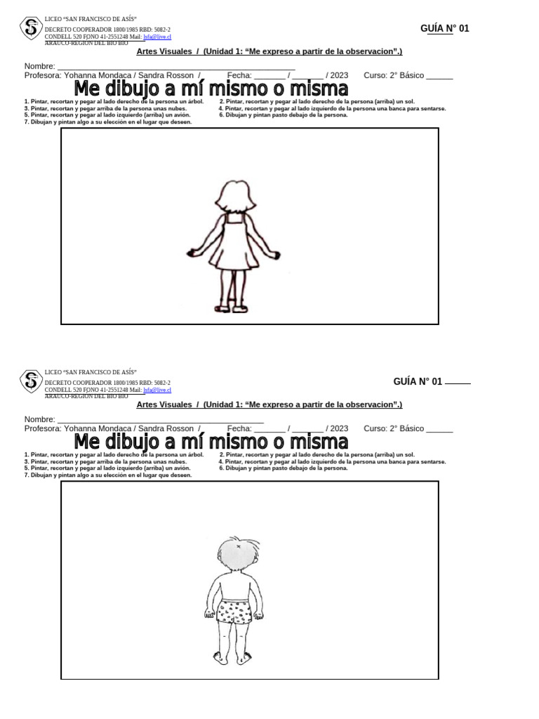 Guía #1 Me Dibujo A Mí Mismo | PDF