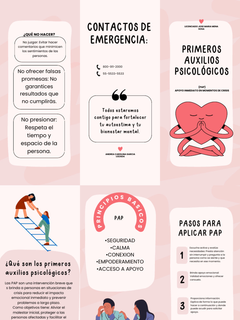Folleto Tríptico Salud Mental y Bienestar Ilustrativo Rosa y Blanco ...