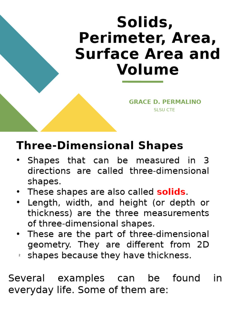 MAT03 Lesson 10 Solids P A SA V PermalinoGD | PDF | Shape | Vertex ...