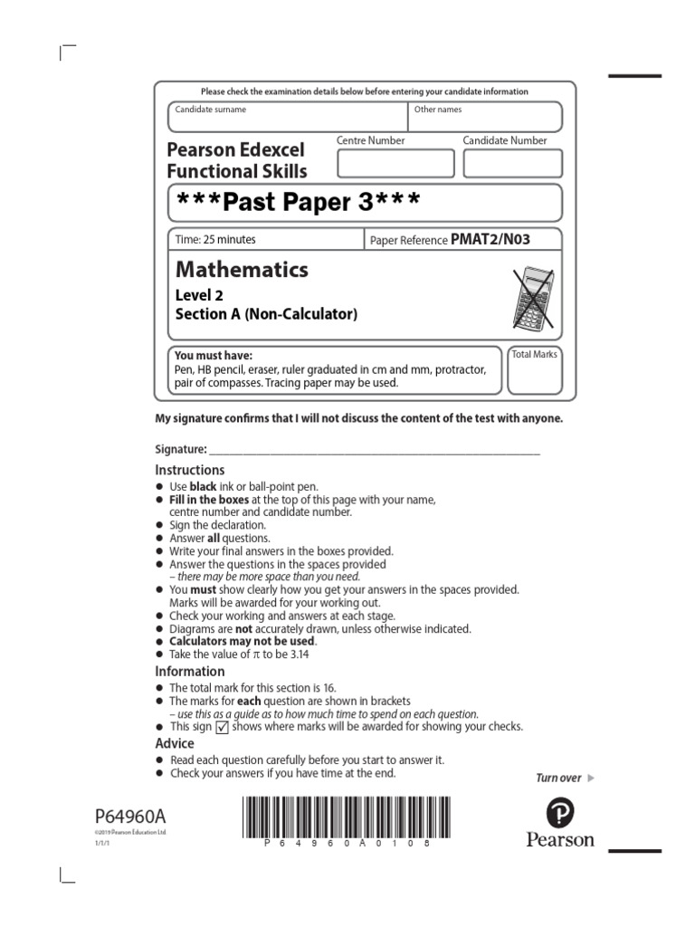 FS Maths Level 2 Past Paper 3 | PDF | Area