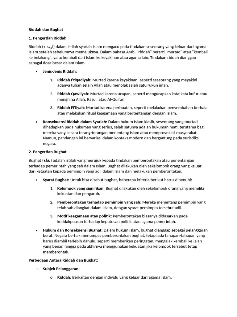 Riddah Dan Bughat | PDF
