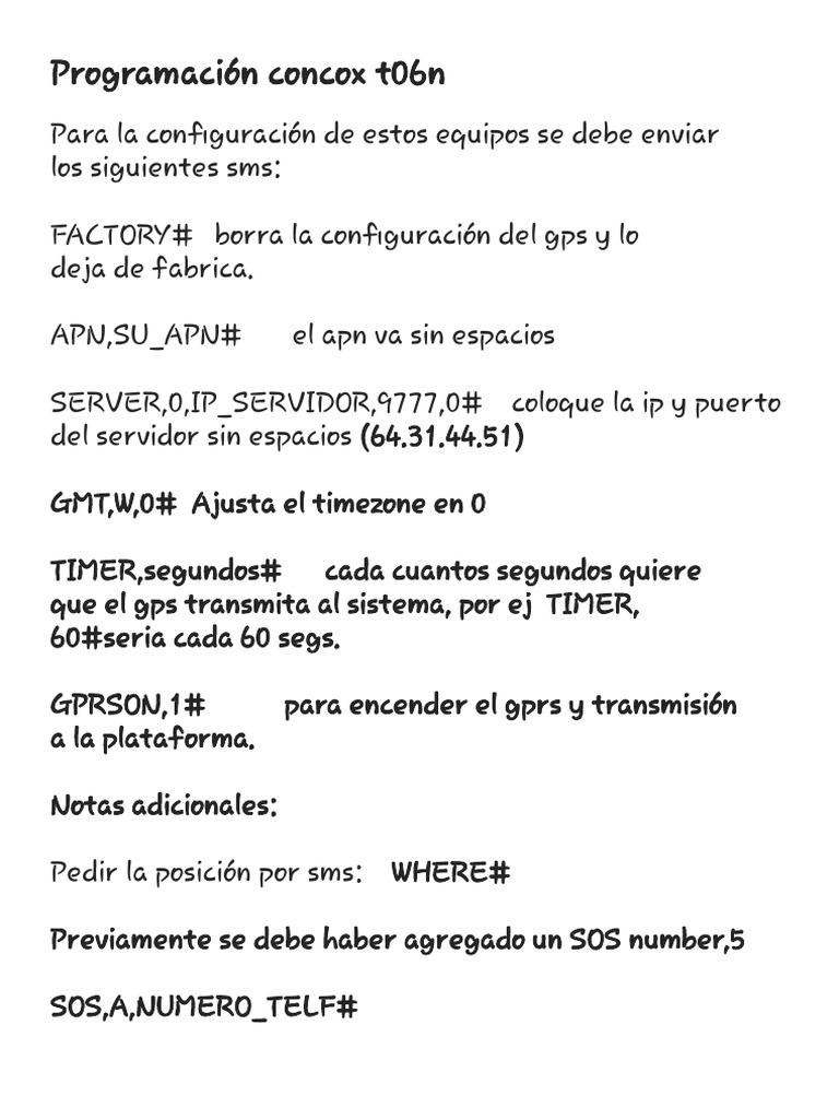 Comandos para Configuración Concox | PDF | Hogar, jardinería y ...