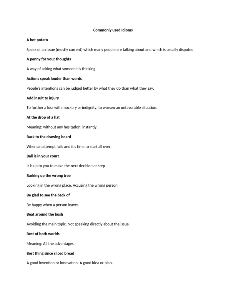 Idioms 50 Most Common Used | PDF