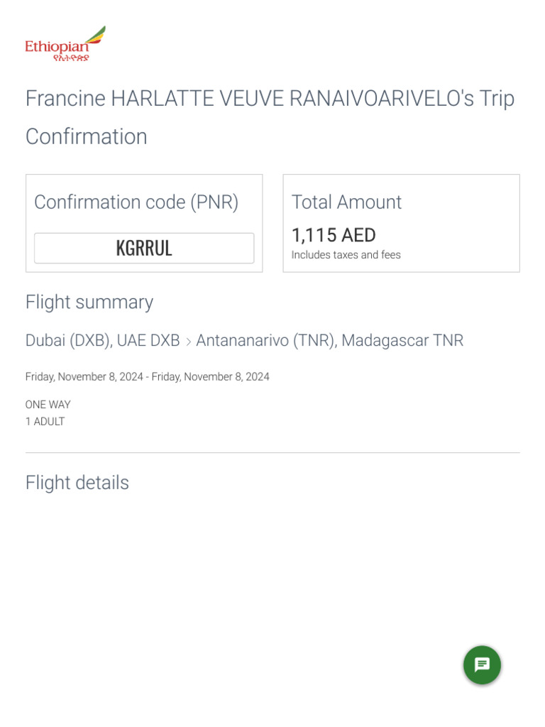 Francine's Flight Confirmation | PDF