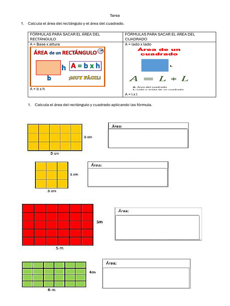 2024 4c1a0654tarea Área Del Rectángulo y Cuadrado 5fd | PDF | Métodos y ...