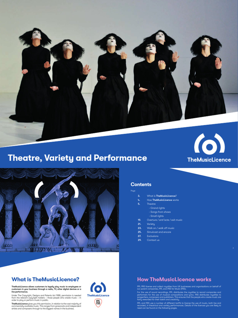 TheMusicLicence Theatre Booklet Theatre Music Licensing 2019 | PDF ...