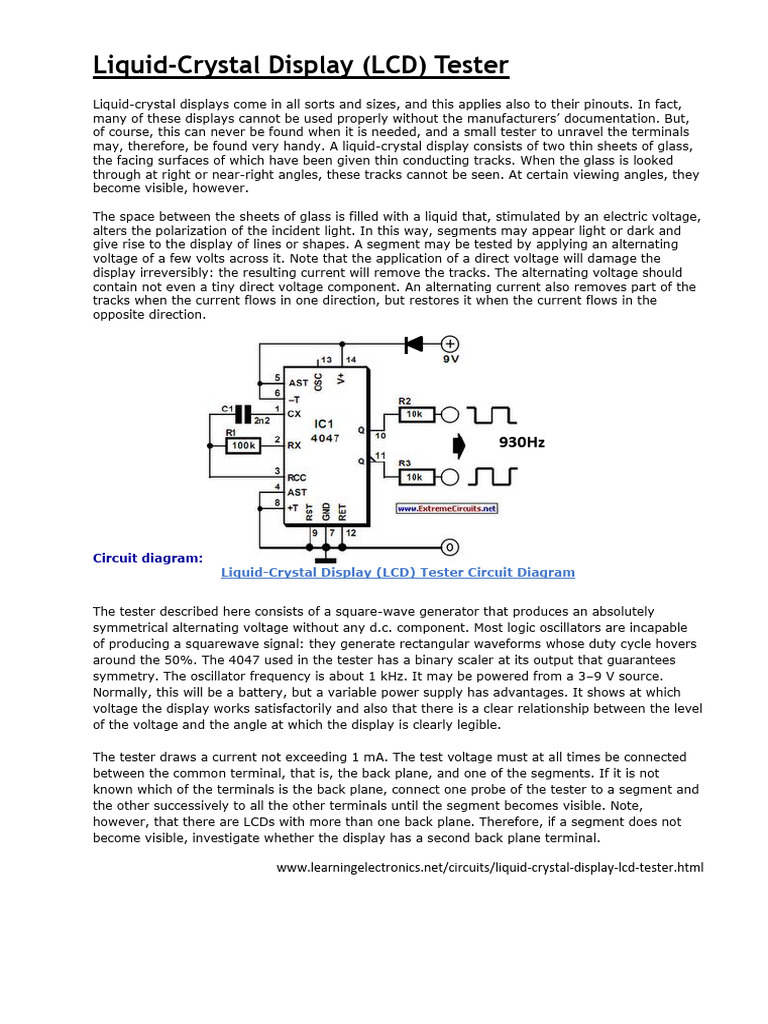 LCD (Liquid-Crystal Display) Tester | PDF | Liquid Crystal Display ...