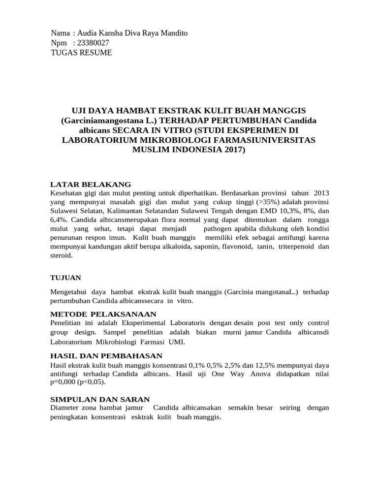 Nama: Audia Kansha Diva Raya Mandito NPM: 23380027 Tugas Resume | PDF ...