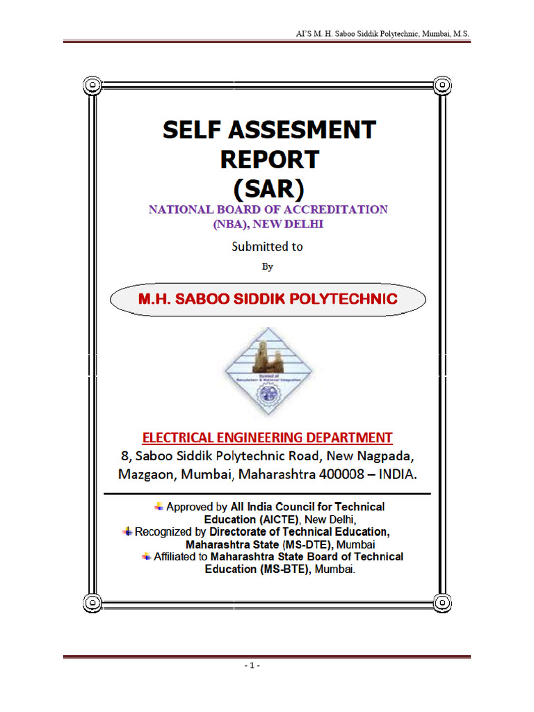 SAR Elect Engg | PDF | Vocational Education | Institute Of Technology