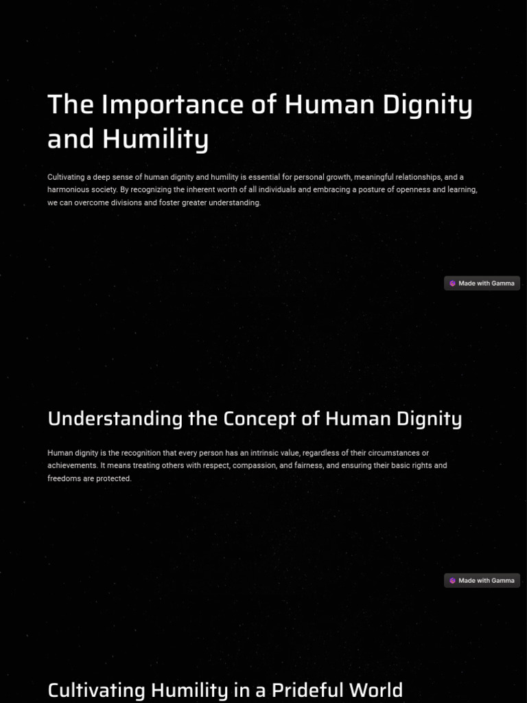 The Importance of Human Dignity and Humility | PDF | Career & Growth ...