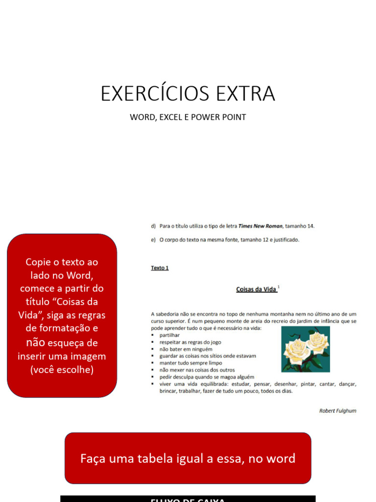 Exercícios Extra - Word, Excel e Power Point | PDF
