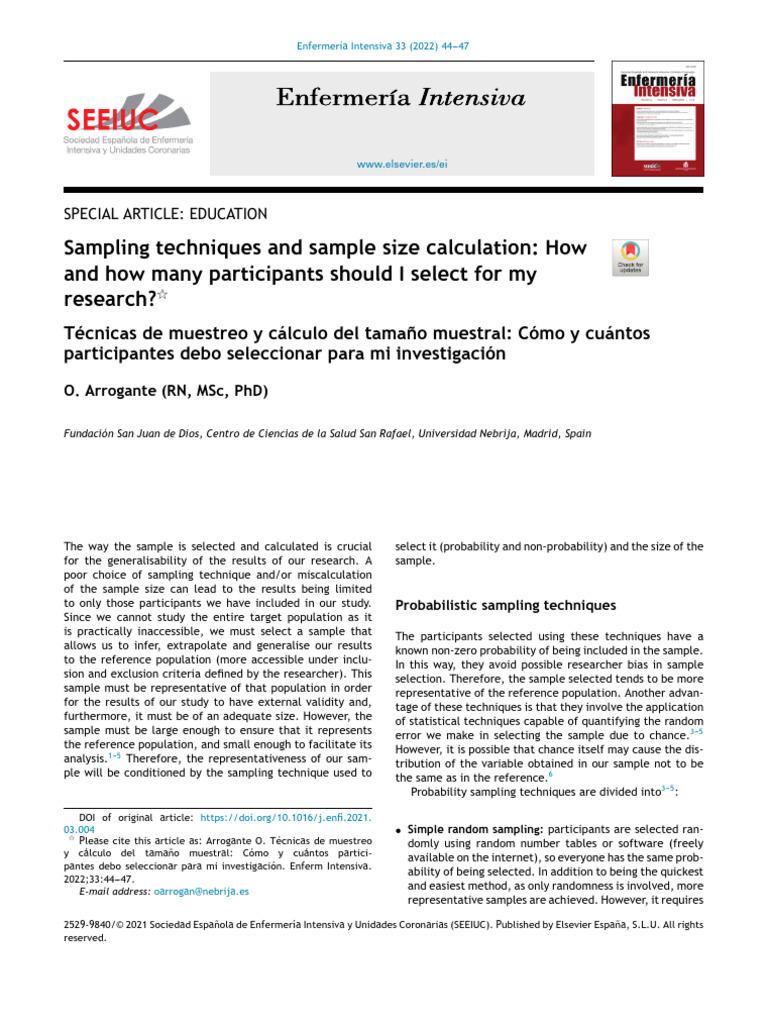 Sampling Techniques & Sample Size Guide | PDF | Sampling (Statistics) | Sample Size Determination