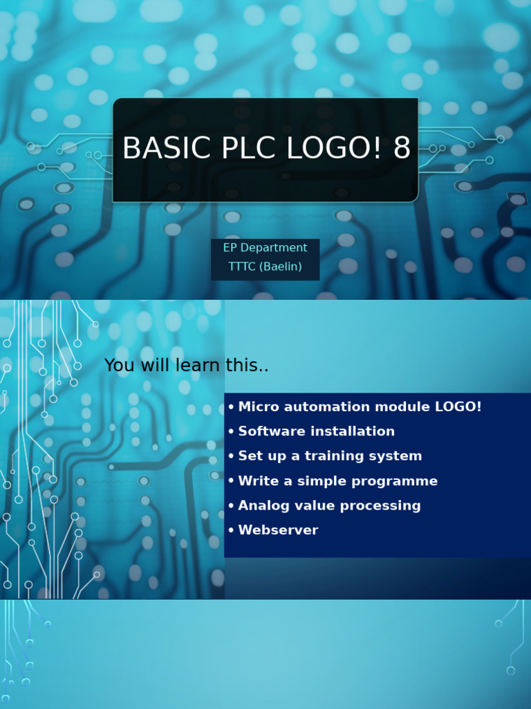 Siemens LOGO! 8 Training Guide | PDF | Programmable Logic Controller ...