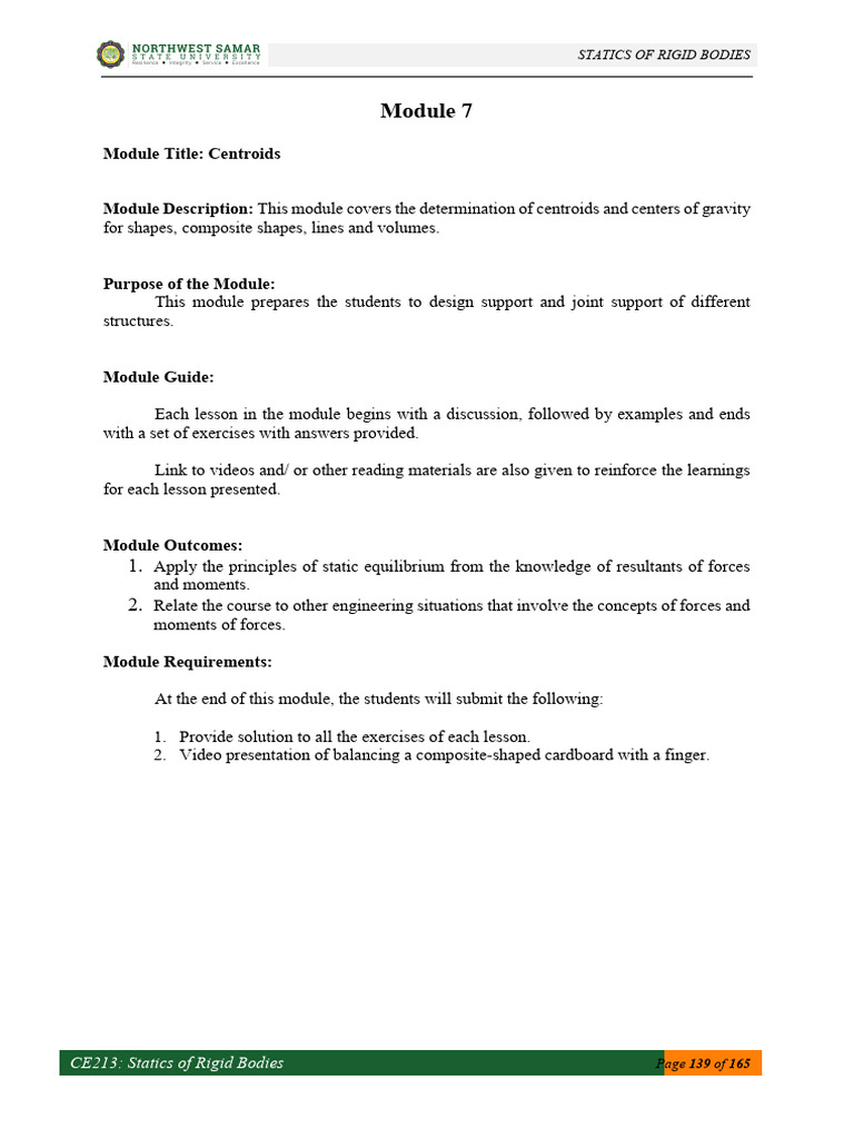 Module 7. Centroids and Center of Gravity - 075655 | PDF | Center Of ...
