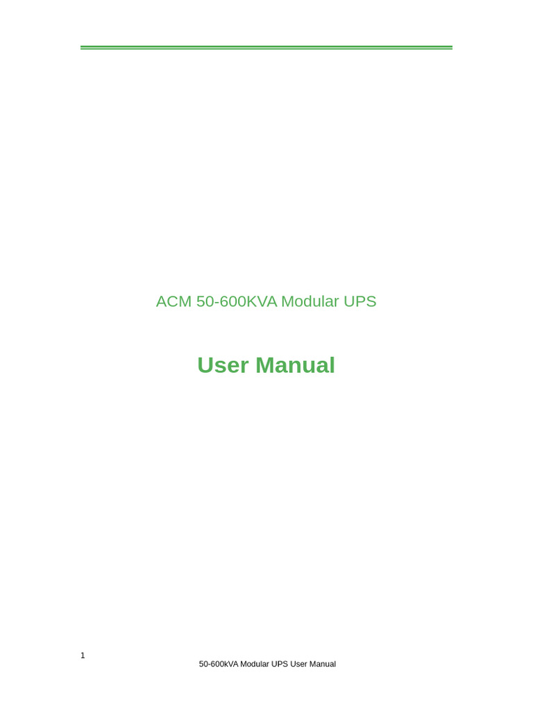 ACM 50-600KVA Modular UPS User Manual V1.3 | PDF | Power Inverter ...