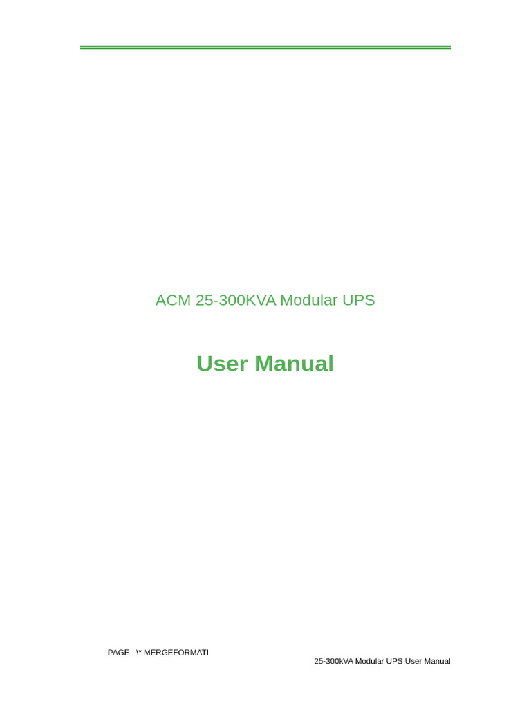 ACM 25-300KVA Modular UPS User Manual V1.5 | PDF | Power Inverter | Power Supply