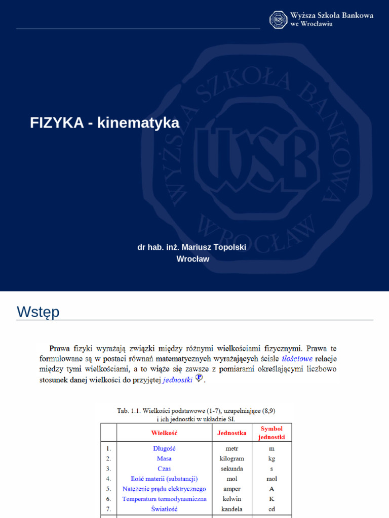 Fizyka - Kinematyka | PDF