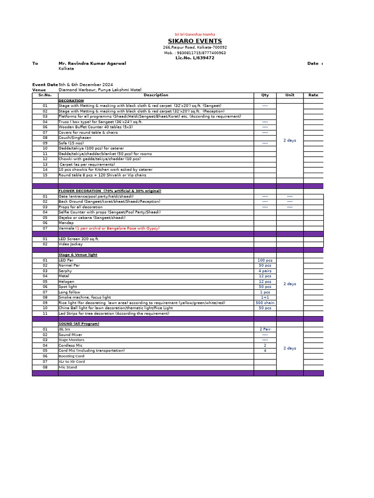 Quotation - 5 & 6 December 2024 Revised | PDF