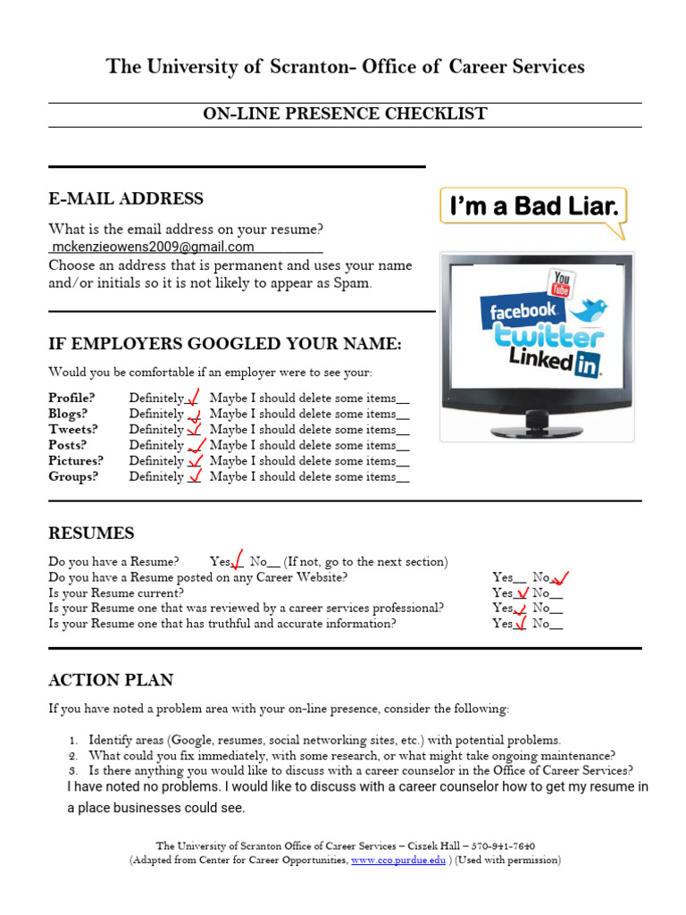 Kami Export - Mckenzie Owens - Online-Presence-Checklist | PDF