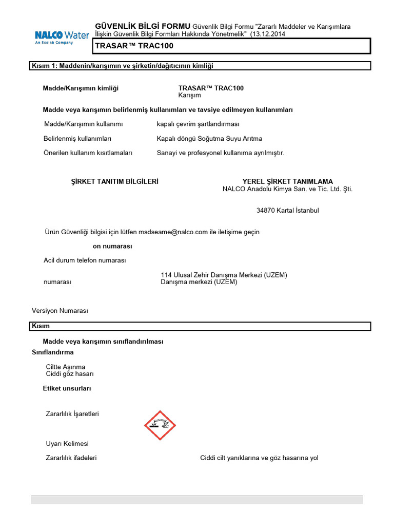 Trac100 MSDS TR | PDF