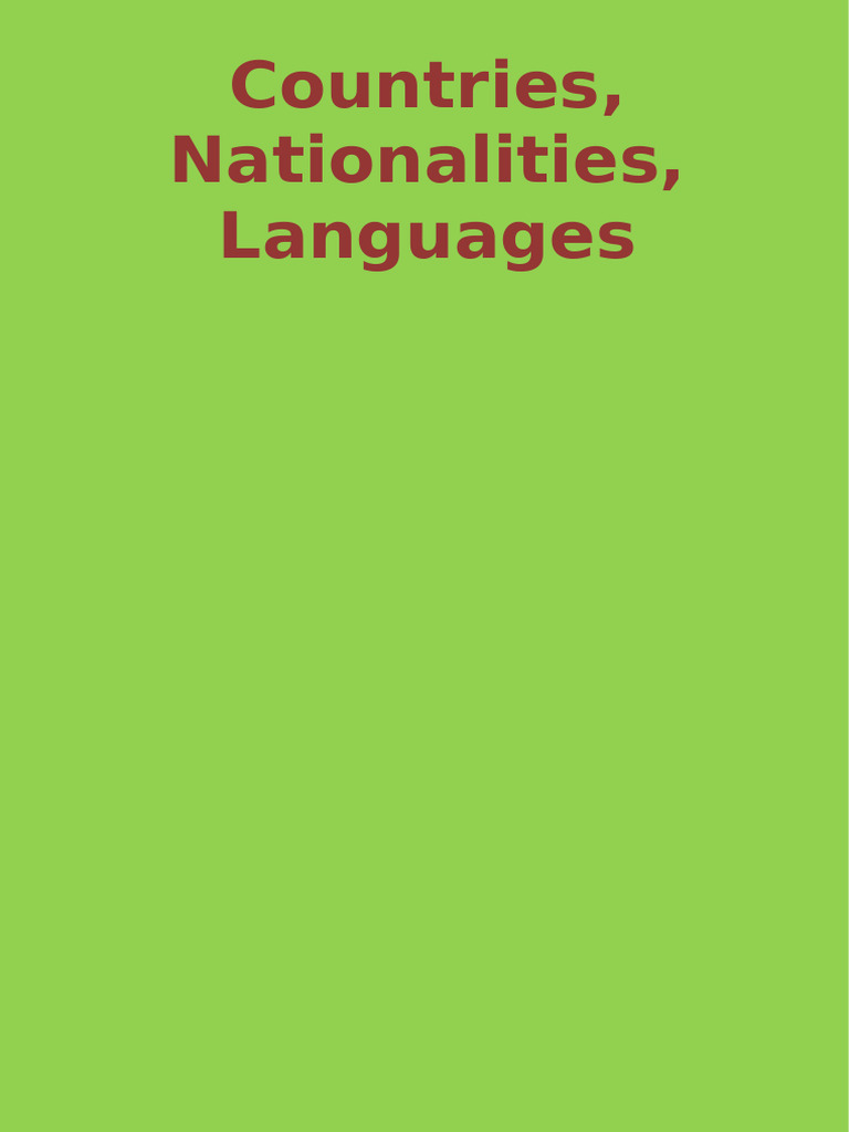 Countries, Nationalities, and Languages | PDF