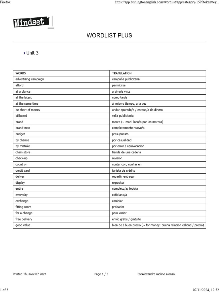 Mindset 1 Unit 2 Voc. | PDF